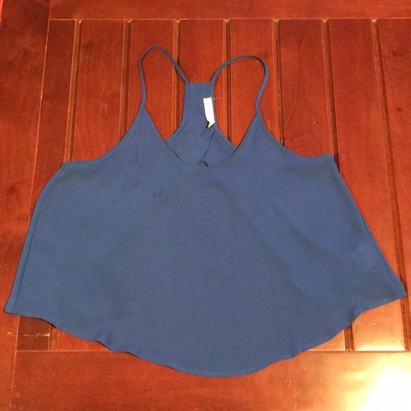 Lush | Tops | Lush Blue Open Back Crop Top | Poshmark